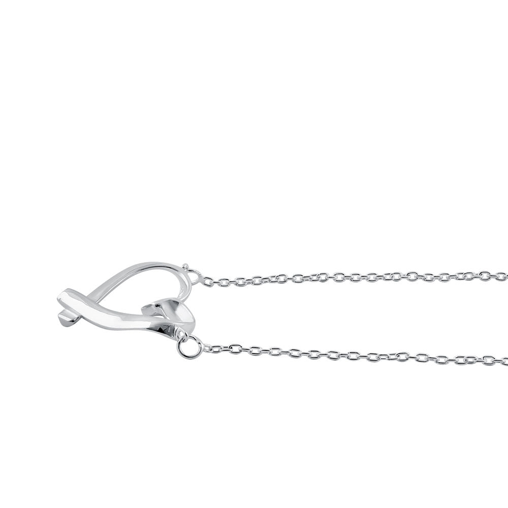 Sterling Silver 16mm x 18.5mm Ribbon Heart Necklace Sterling Silver 16mm x 18.5mm Ribbon Heart Necklace