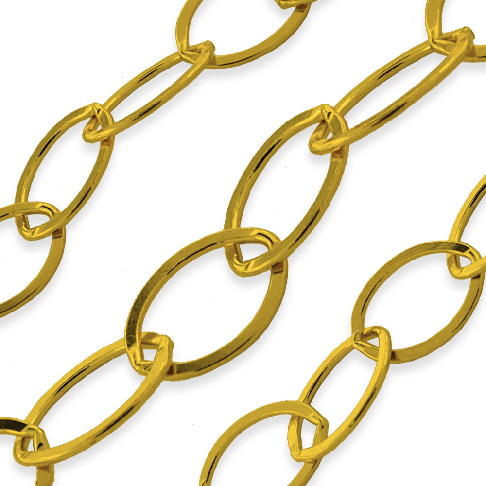 Gold Filled Flat Oval Cable Chain 8.8x6.6mm (sold by the foot)
