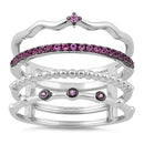 Sterling Silver Unique Multi-Style Ruby CZ Ring