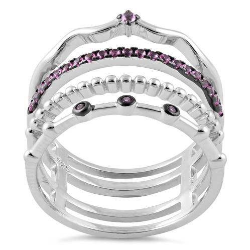 Sterling Silver Unique Multi-Style Ruby CZ Ring