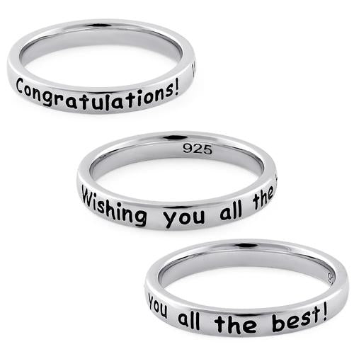 Sterling Silver "Congratulations! Wishing you all the best!" Ring