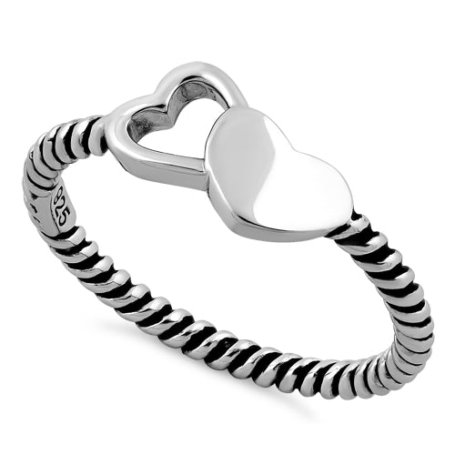 Sterling Silver Double Heart Ring for sale | Dreamland Jewelry