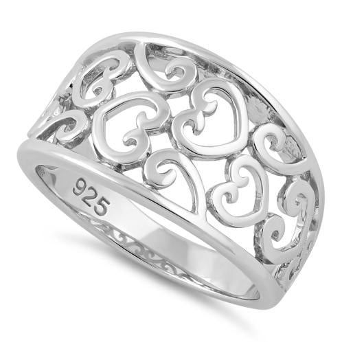 Sterling Silver Multiple Hearts Ring for sale | Dreamland Jewelry