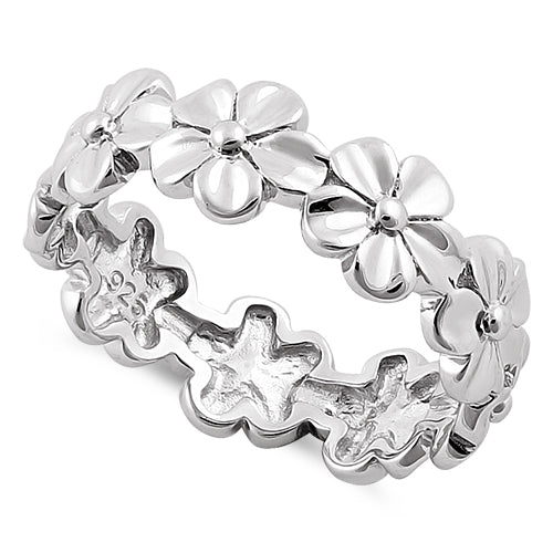 Sterling Silver Plumeria Eternity Ring for Sale - Dreamland Jewelry
