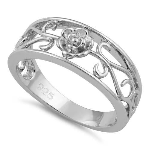 Sterling Silver Small Flower Swirl Ring for sale | Dreamland Jewelry